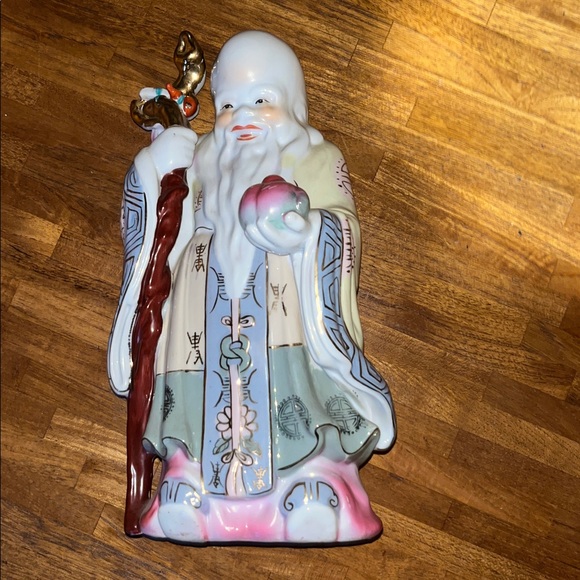 Chinese | Art | Vintage Chinese Hand Painted Porcelain Statue Shou Xing ...